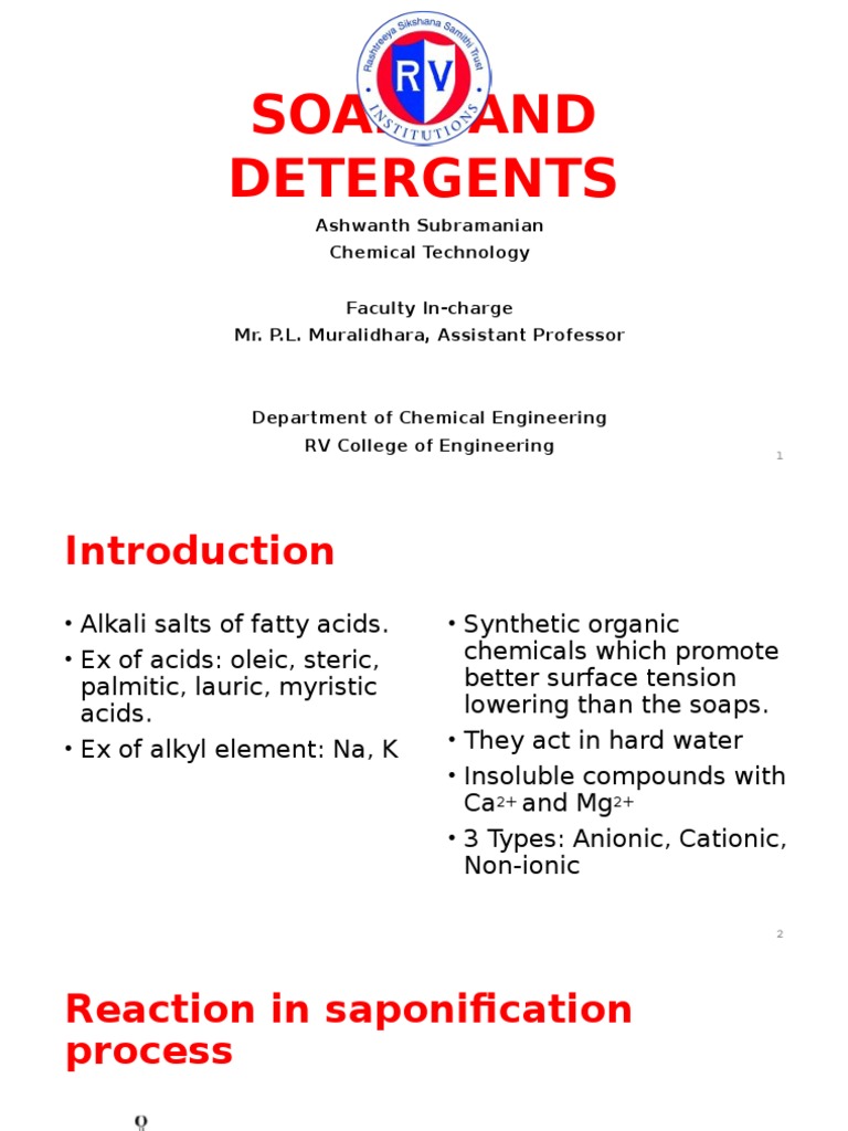 Soaps and Detergents | PDF | Soap | Sodium Hydroxide