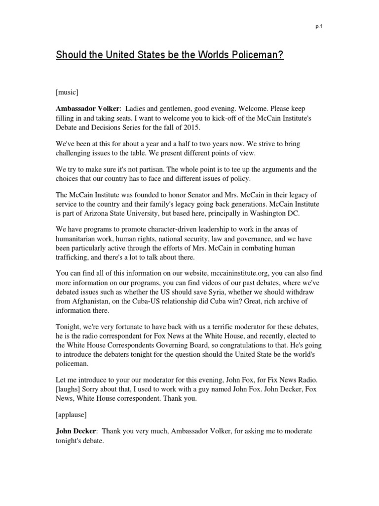 Should The United States Be The World's Policeman? | PDF | Foreign ...