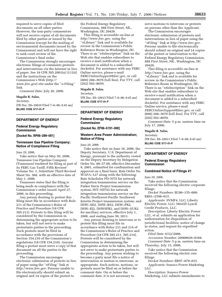 Notice: Environmental Statements Notice of Intent: Tennessee Gas ...