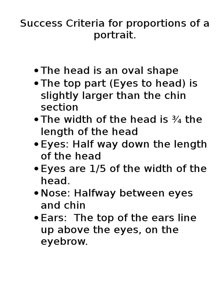 Success Criteria For Proportions of A Portrait A4 Size | PDF
