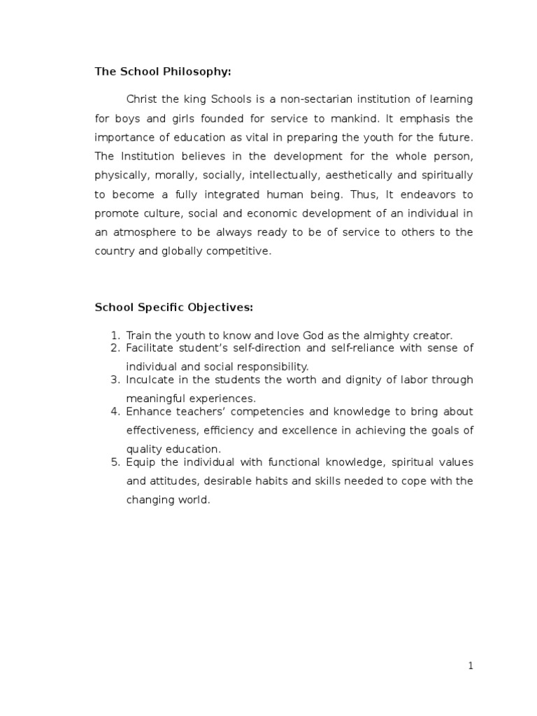 The School Philosophy | PDF | Librarian | Libraries