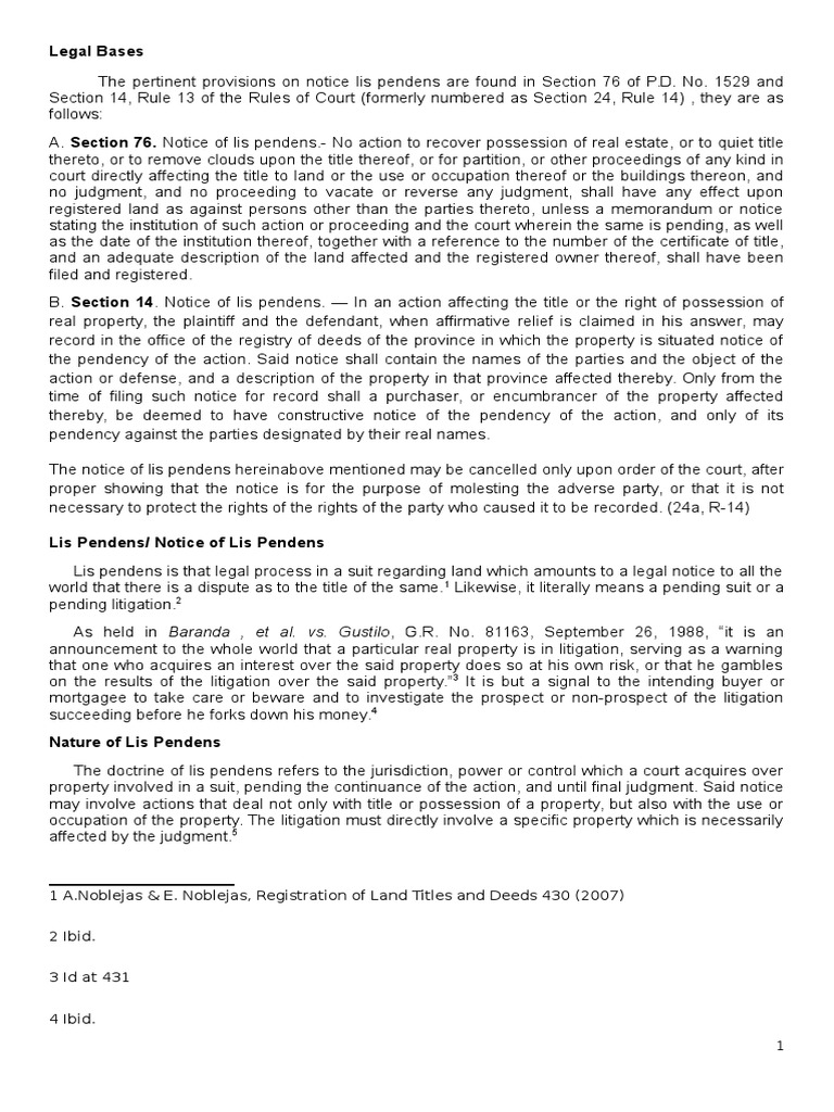Lis Pendens Final | Download Free PDF | Deed | Lawsuit