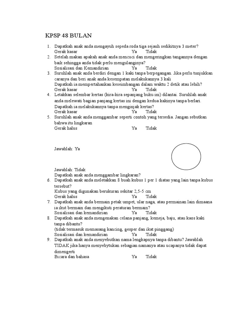 KPSP 48 Bulan | PDF