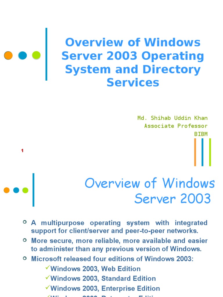 Overview of Windows 2003 OS and Directory Services | PDF | Active ...