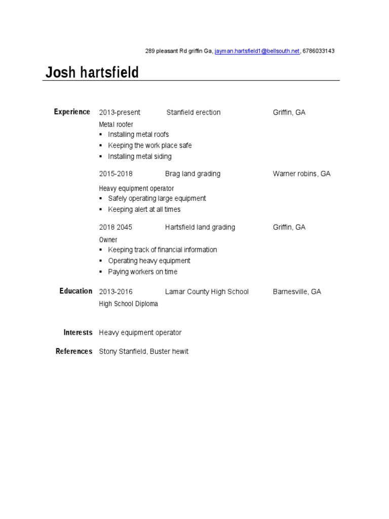 Chronological Resume Josh | PDF