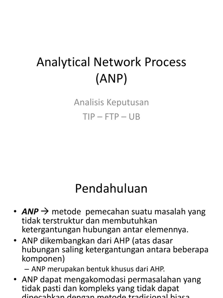Analytical Network Process ANP | PDF