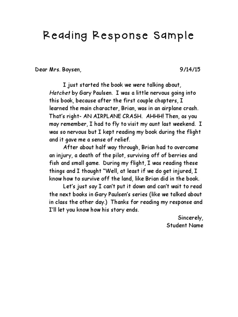 Reading Response Sample | PDF