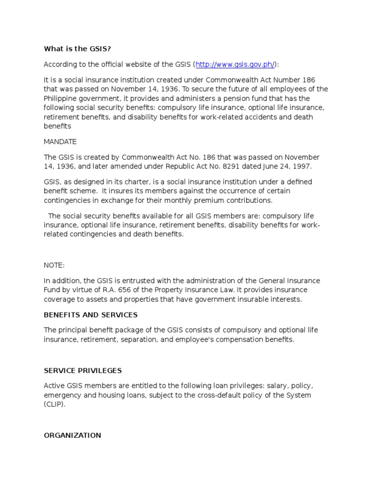 Understanding GSIS in the Philippines | PDF