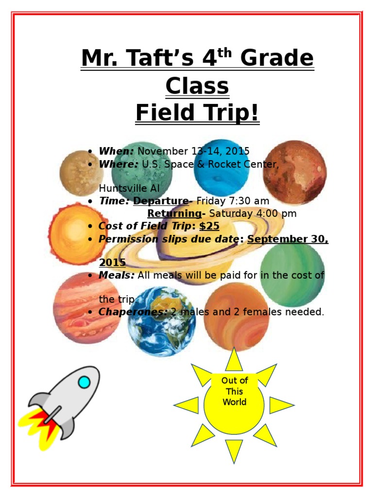 4th Grade Field Trip to Space Center | PDF | Social Science | Travel