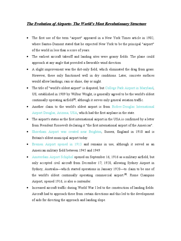 Evolution of Airports | PDF | Airport | Aviation