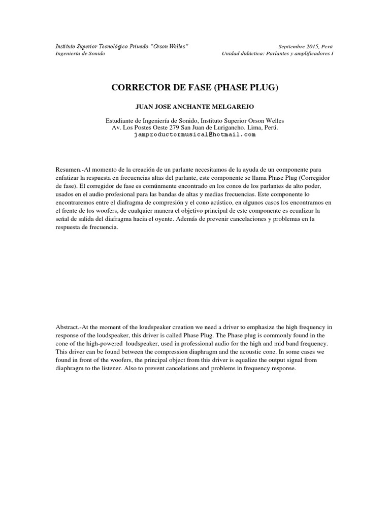 Phase Plug | PDF | Hogar, jardinería y bricolaje | Tecnología