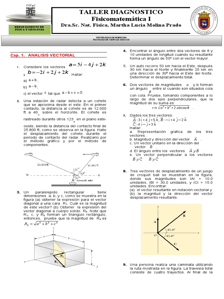 Primer Taller Analisis Vectorial | PDF | Vector Euclidiano | Álgebra abstracta