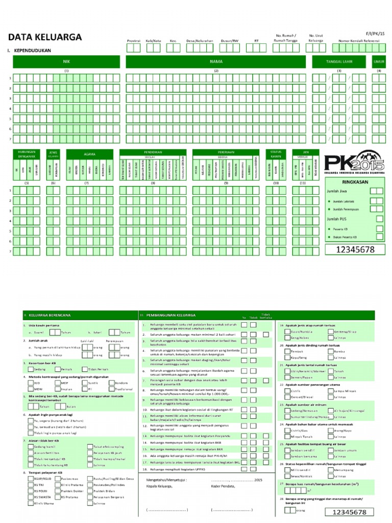 Formulir Dan Rekap Pendataan | PDF