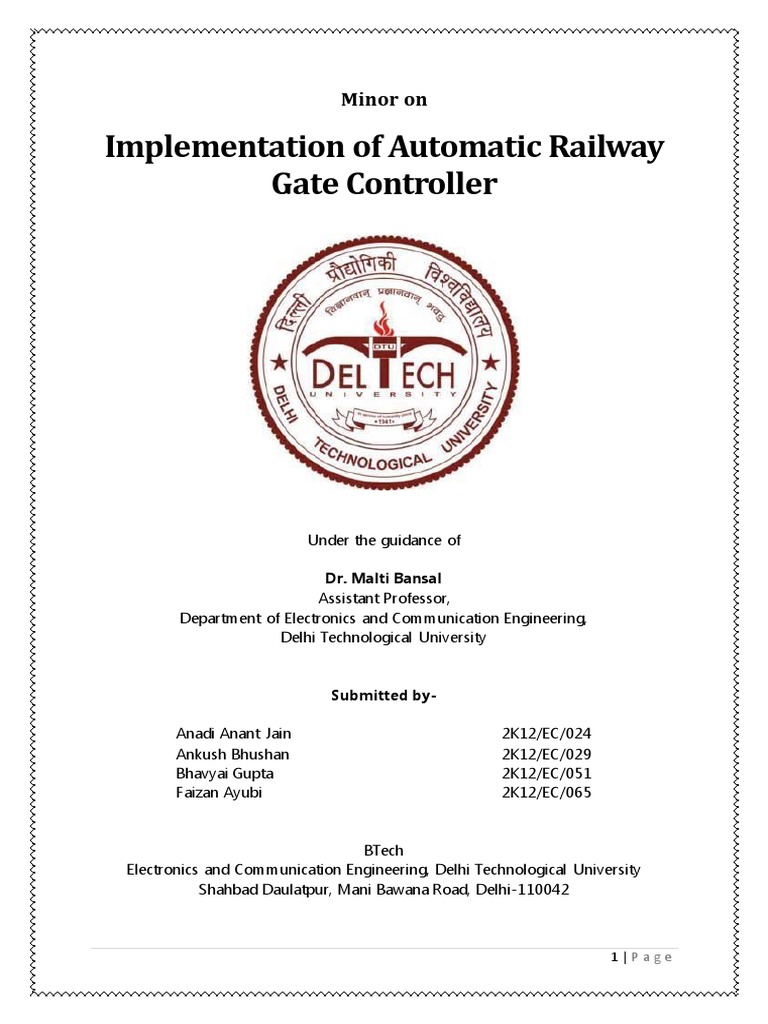 Implementation of Automatic Railway Gate Controller: Minor On | PDF ...