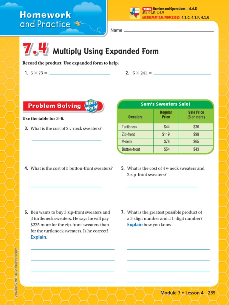 7 4 Multiply Using Expanded Form | PDF