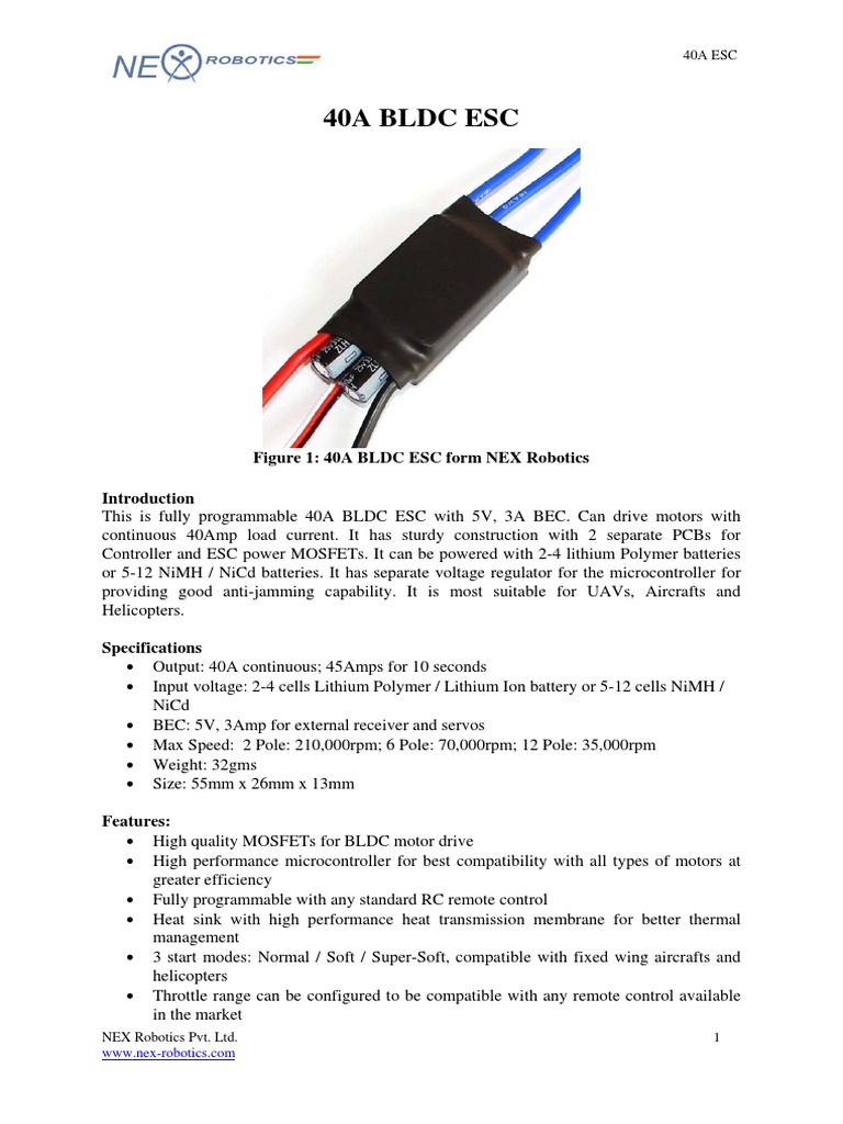 ESC Datasheet | Electrical Engineering | Manufactured Goods | Free 30 ...