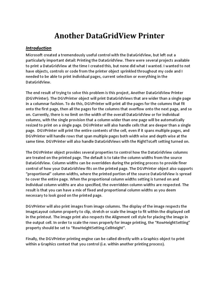 Another DataGridView Printer | PDF | Boolean Data Type | Microsoft Windows