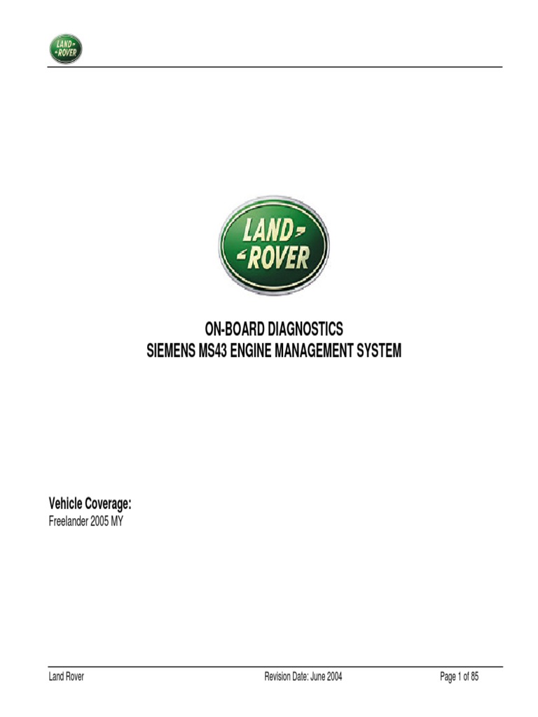 Freelander 2005 OBD Diagnostics Guide | PDF | Throttle | Engine Technology