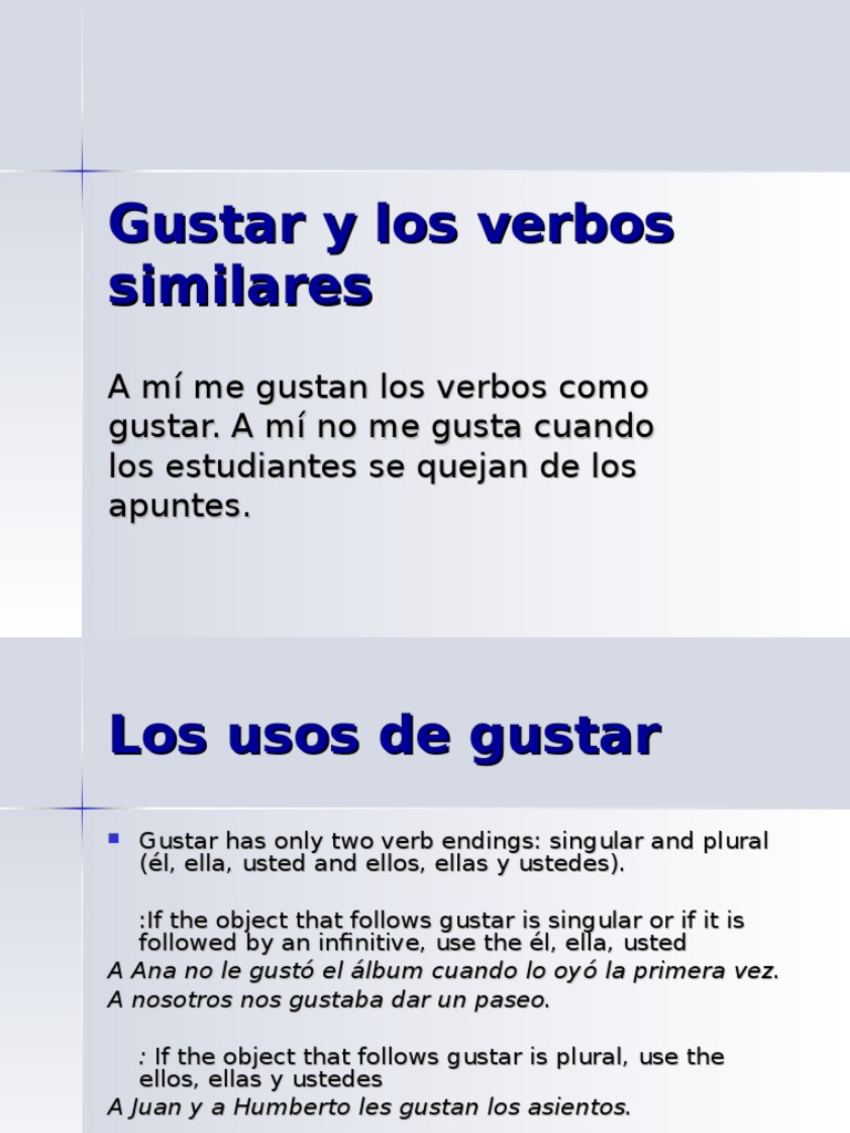 Uso de "Gustar" y Verbos Similares | PDF | Artes del Lenguaje y ...