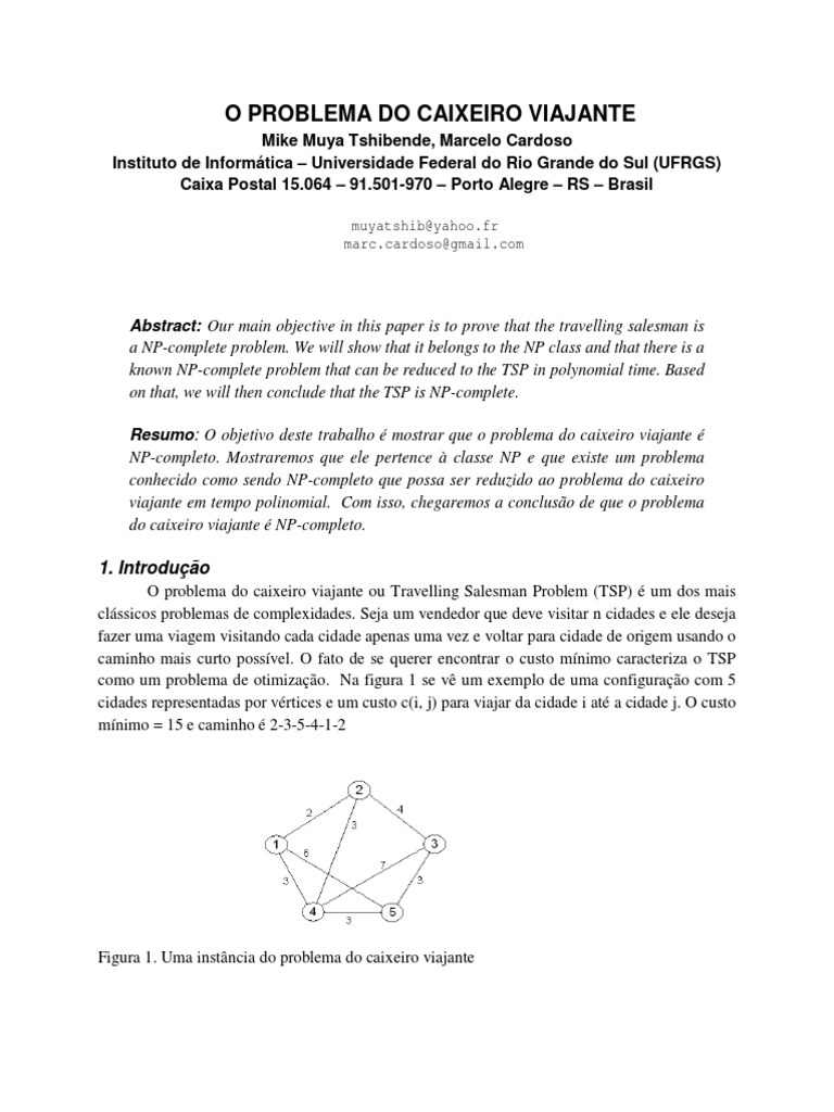 O Problema Do Caixeiro Viajante Pdf Teoria Dos Gráficos