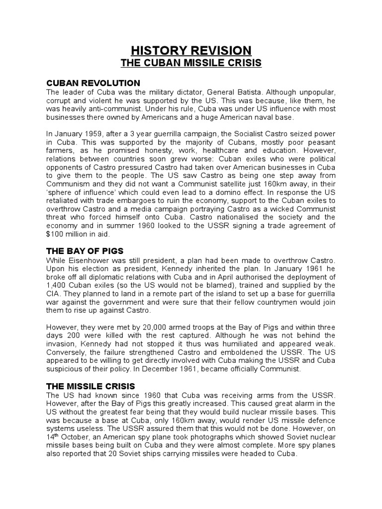 Cuban Missile Crisis Overview | PDF | Fidel Castro | Cuban Missile Crisis