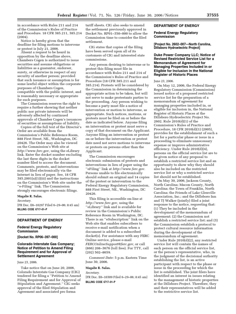 Notice: Environmental Statements Notice of Intent: Colorado Interstate ...