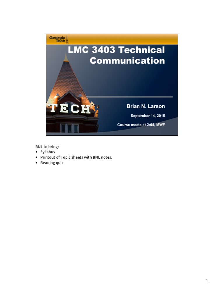 BNL To Bring: - Syllabus - Printout of Topic Sheets With BNL Notes ...