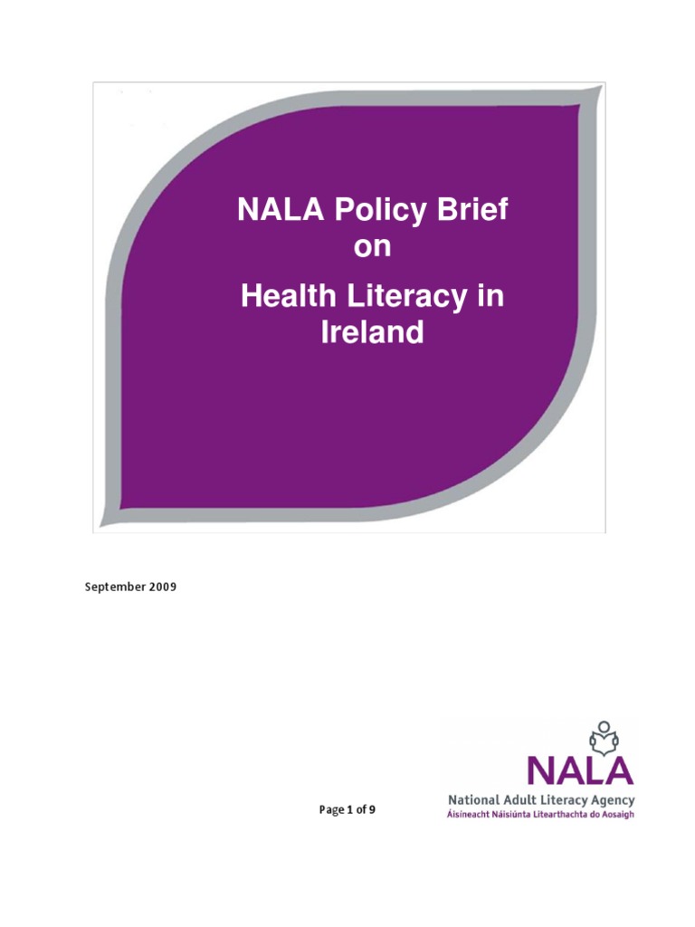 NALA Policy On Health Literacy | PDF | Literacy | Health System