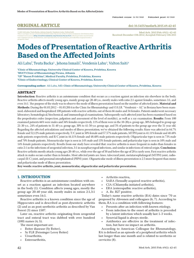 Reactive Arthritis | PDF | Rheumatoid Arthritis | Arthritis