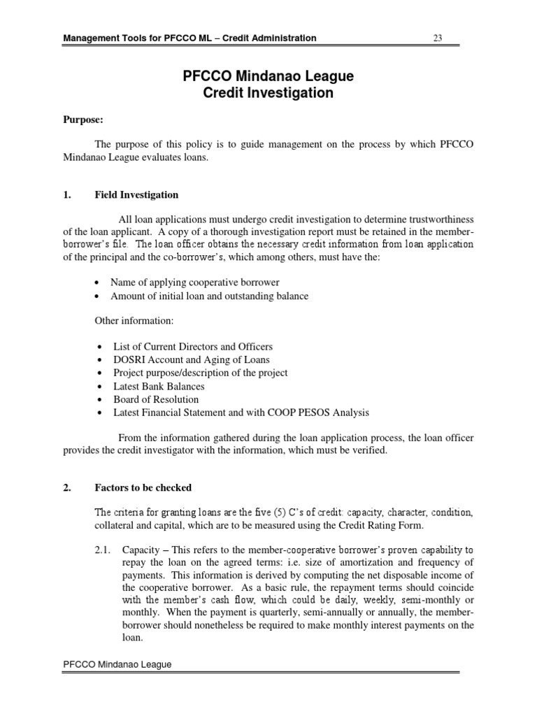 5 Credit Investigation | PDF | Loans | Mortgage Law