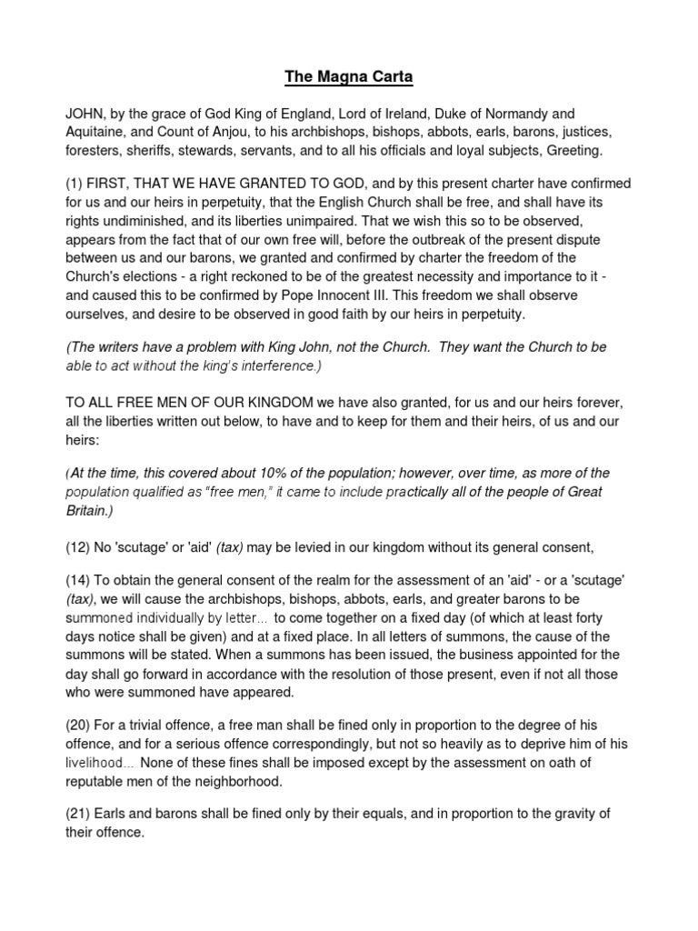 Magna Carta & Bill of Rights Comparison | PDF | Jury Trial | Arrest