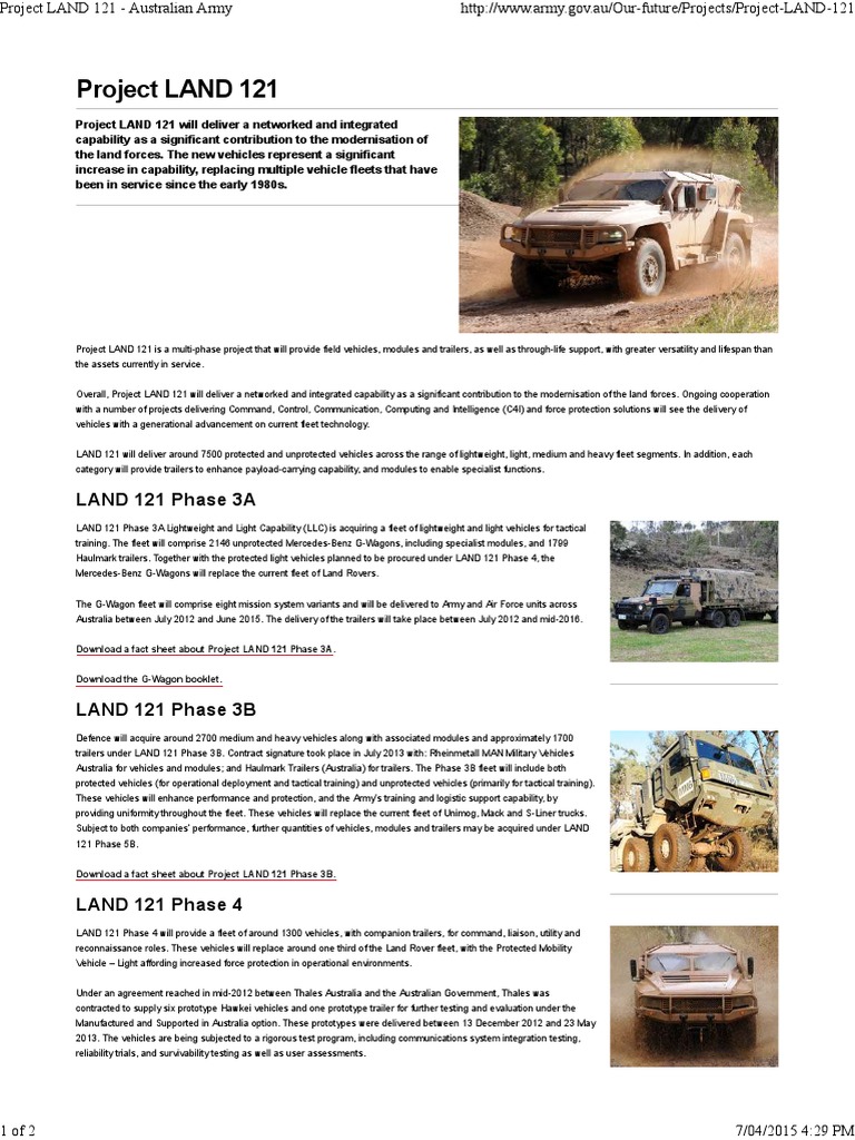 Project LAND 121 - Australian Army | PDF | Military Science | Vehicles