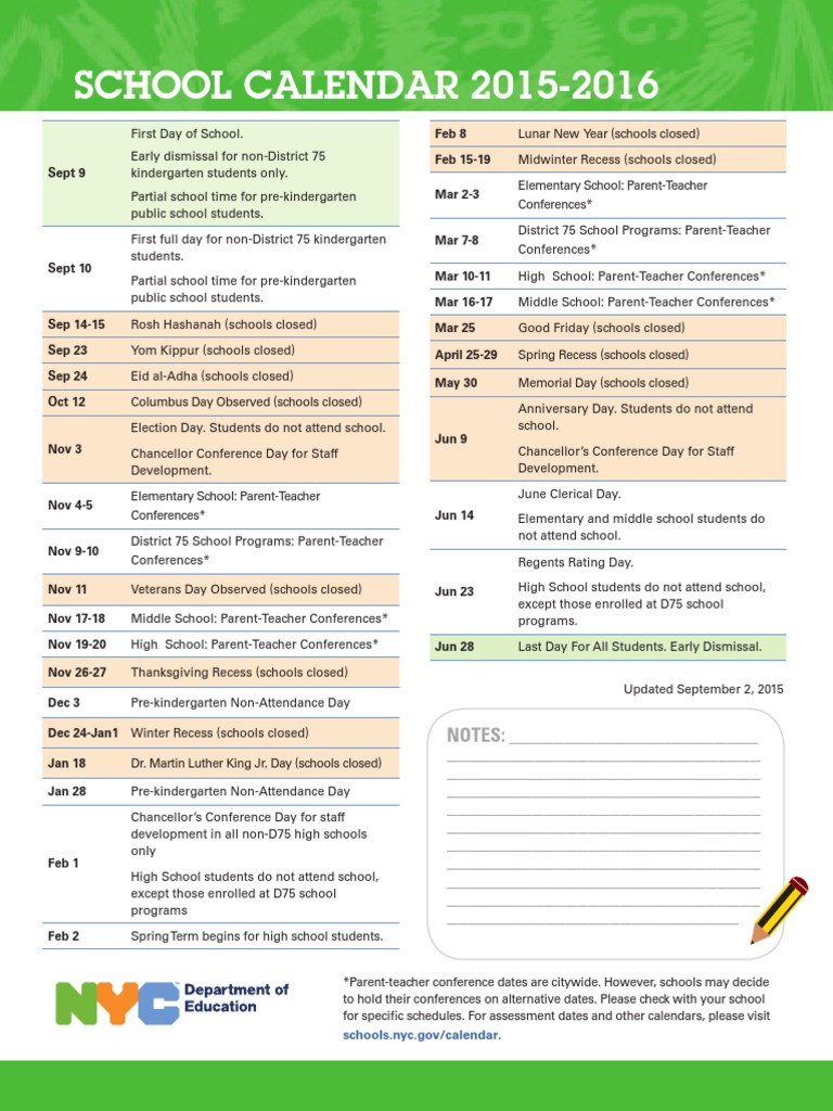 2015-2016 School Year Calendar | PDF