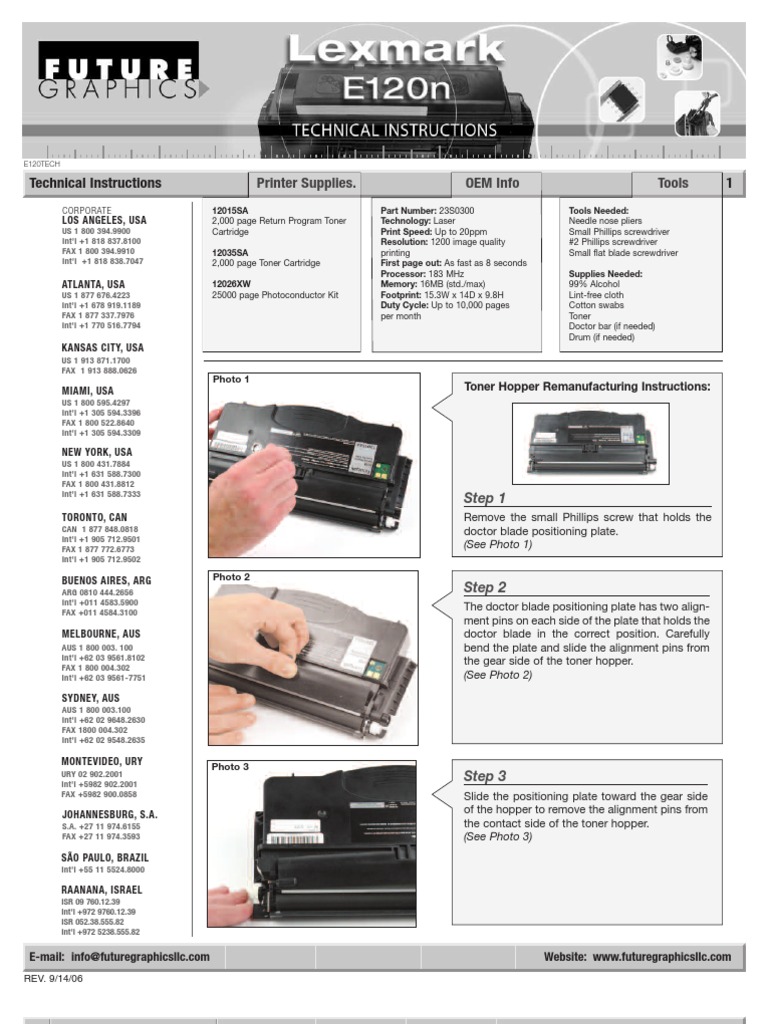 Printer Supplies. OEM Info Tools: Technical Instructions 1 | PDF ...