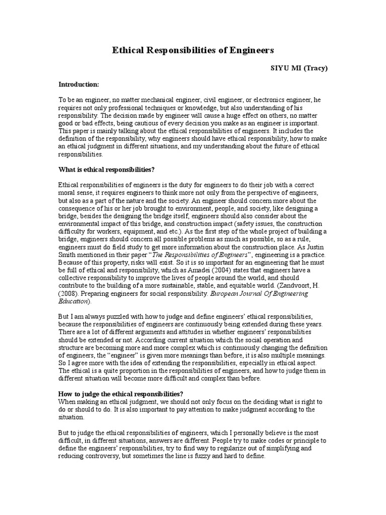 Ethical Responsibilities of Engineers | PDF | Engineer | Risk
