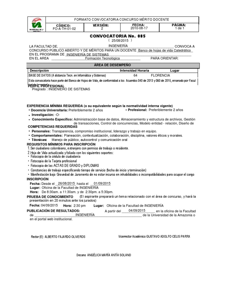 Convocatoria 085 | PDF