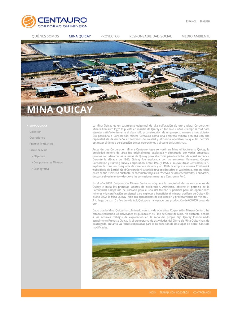 Mina Quicay | PDF | Minería | Economias