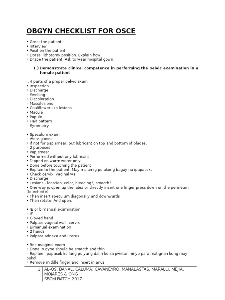 Final Ob Checklist | PDF | Childbirth | Uterus