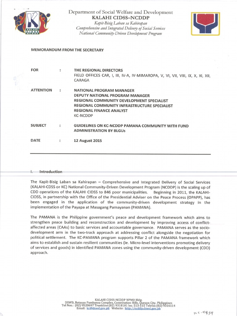 Guidelines On KC-NCDDP PAMANA Community With Fund Administration by ...