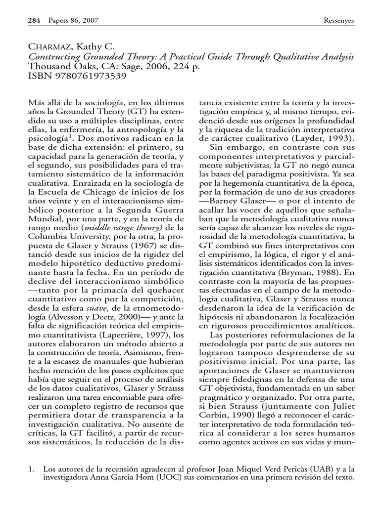 Construyendo Teoria Fundamentada Kathy Charmaz | PDF