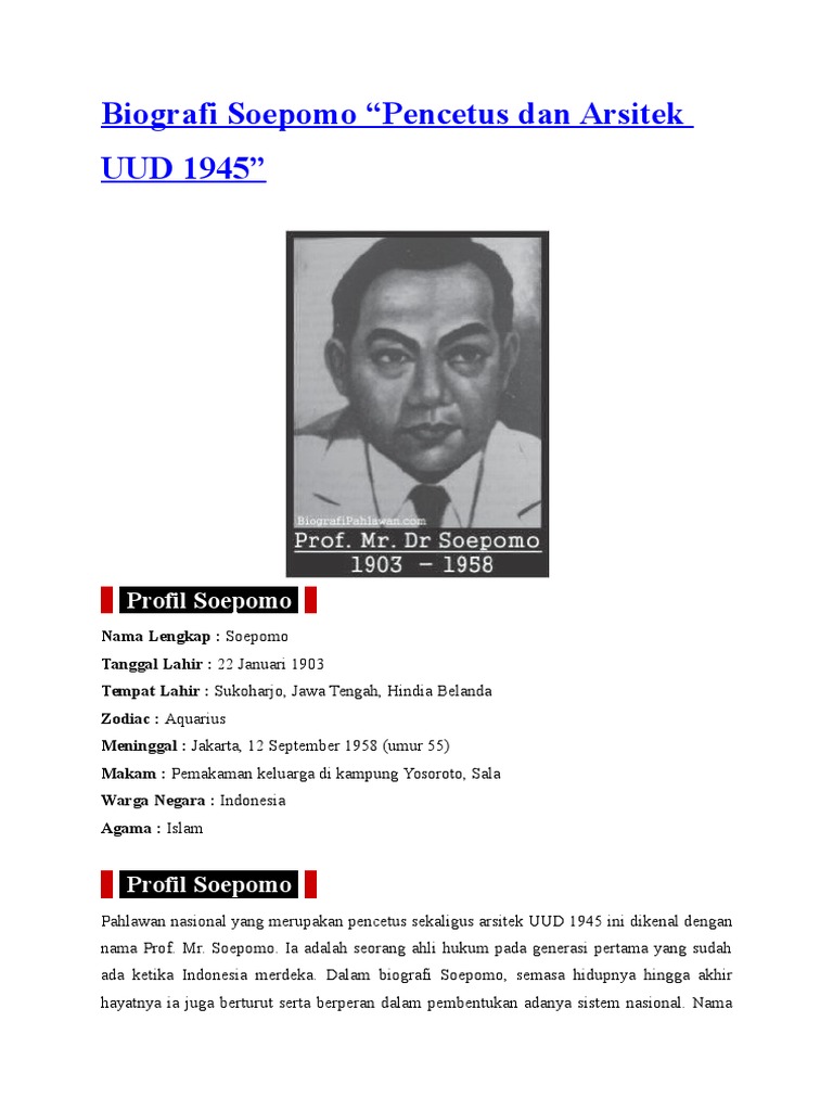 Biografi Soepomo | PDF