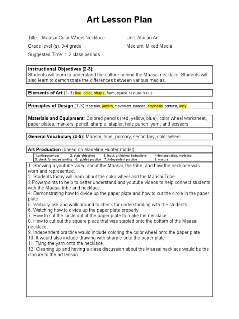 Maasai Art for Grades 3-4 | PDF
