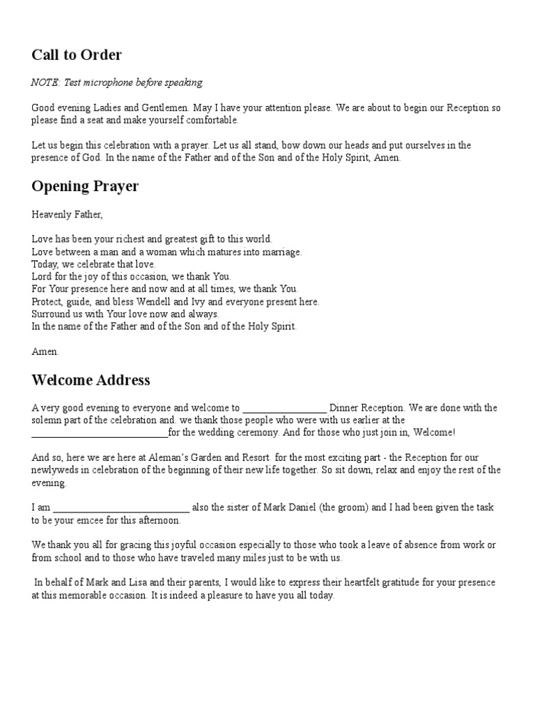 Wedding Script | PDF | Wedding | Ceremonies