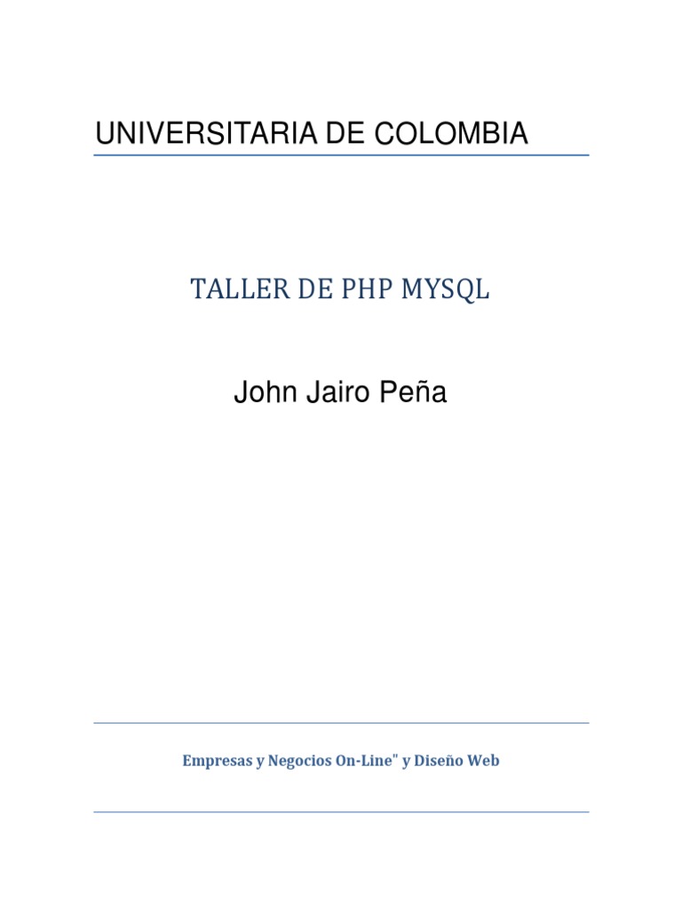 Taller de PHP Mysql | PDF | SQL | Php