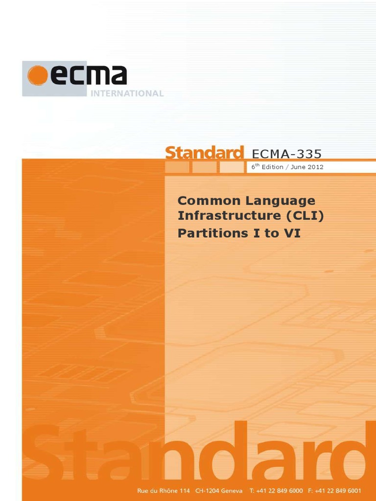 Ecma 335 PDF | PDF | Xml | Library (Computing)