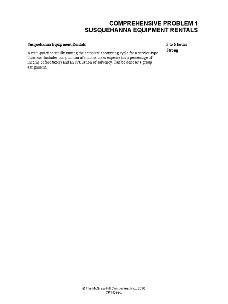 Comprehensive Problem 1 Solutions Manual | PDF | Debits And Credits ...