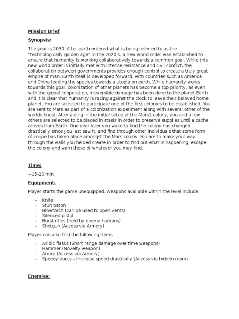 Mission Brief Prototype - 002 | PDF | Weaponry | Leisure
