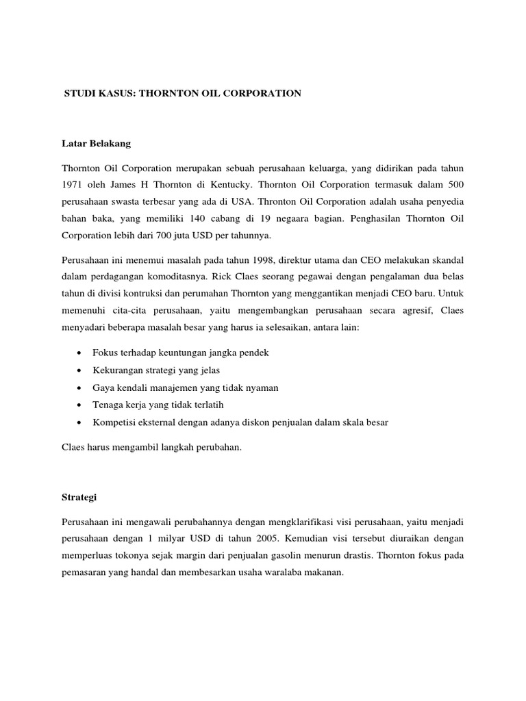 Upload SM - Thornton Oil | PDF | Pengelolaan Keuangan & Uang