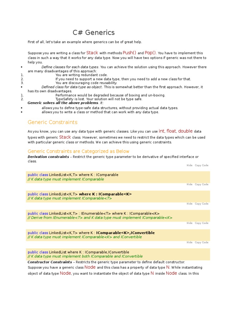 C# Generics DJ | PDF | Constructor (Object Oriented Programming ...