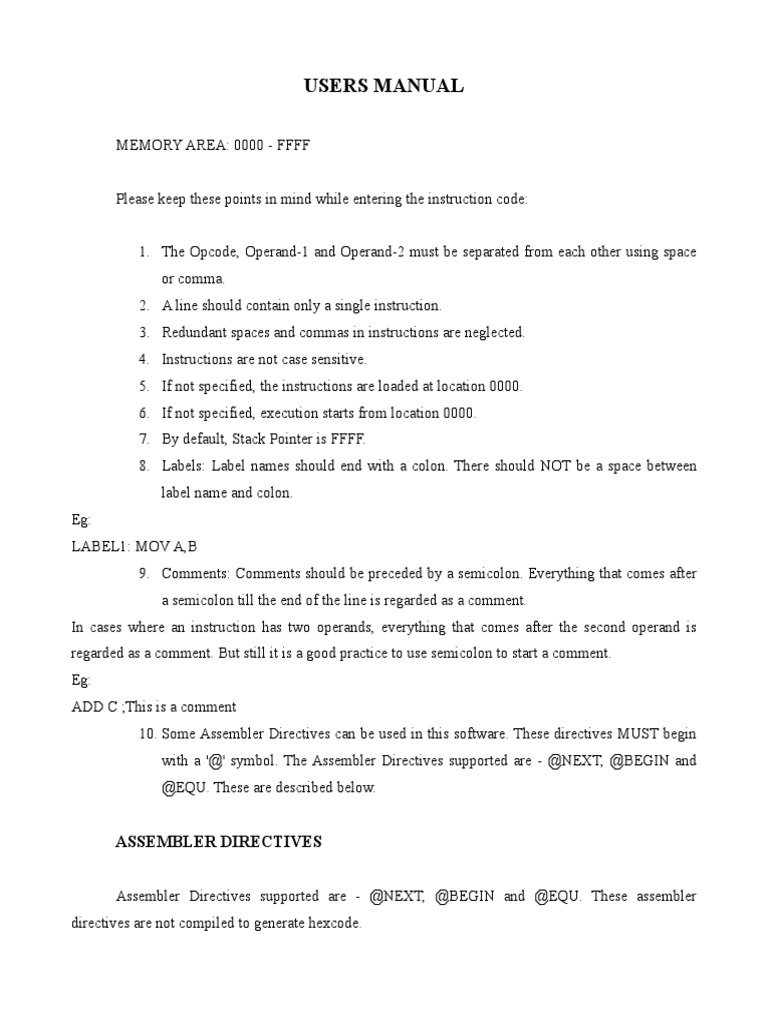 Manual | PDF | Assembly Language | Instruction Set